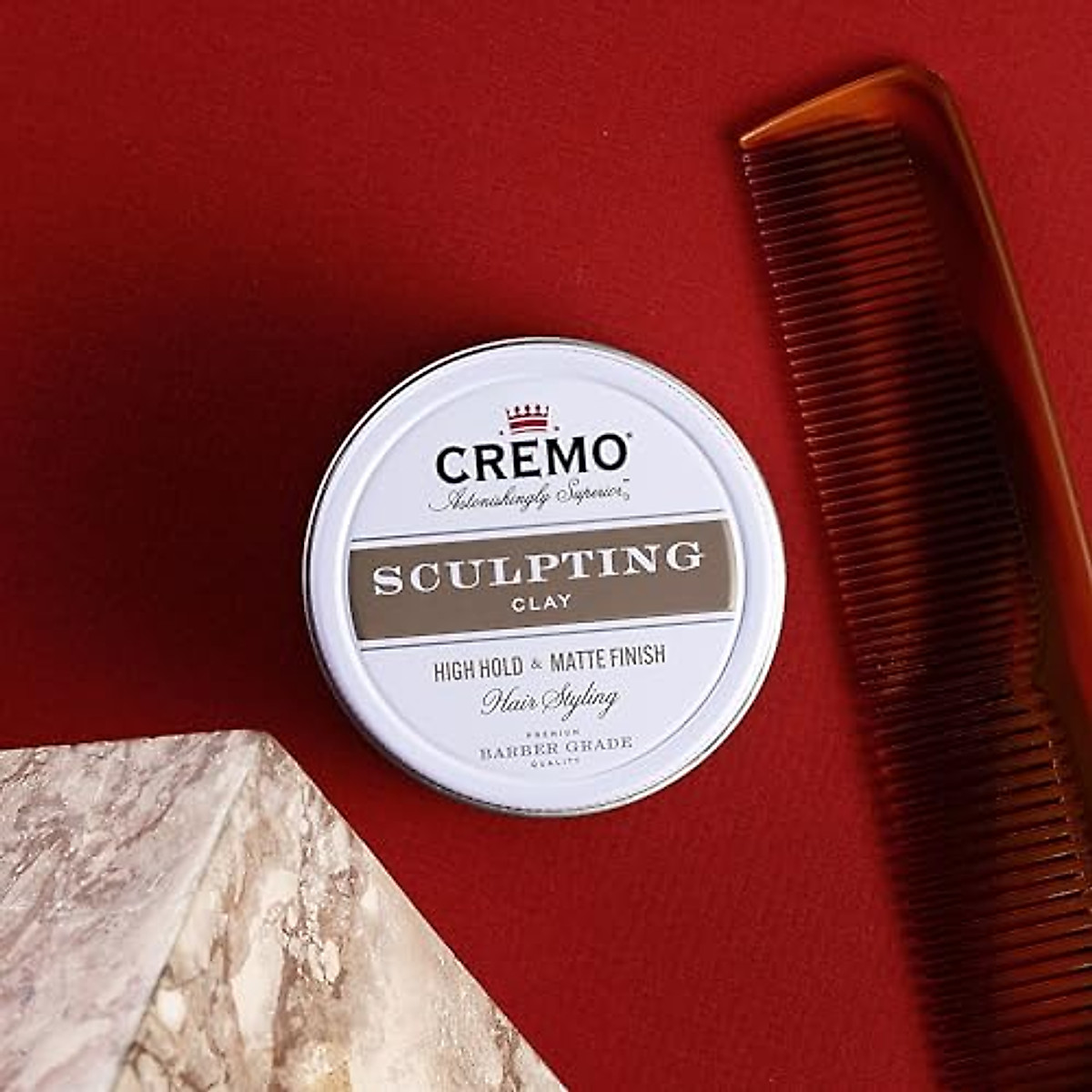 Cremo Mens Hair Clay, Premium Barber Grade Sculpting Clay for Hair Styling, High Hold, Matte Finish, 4 Oz