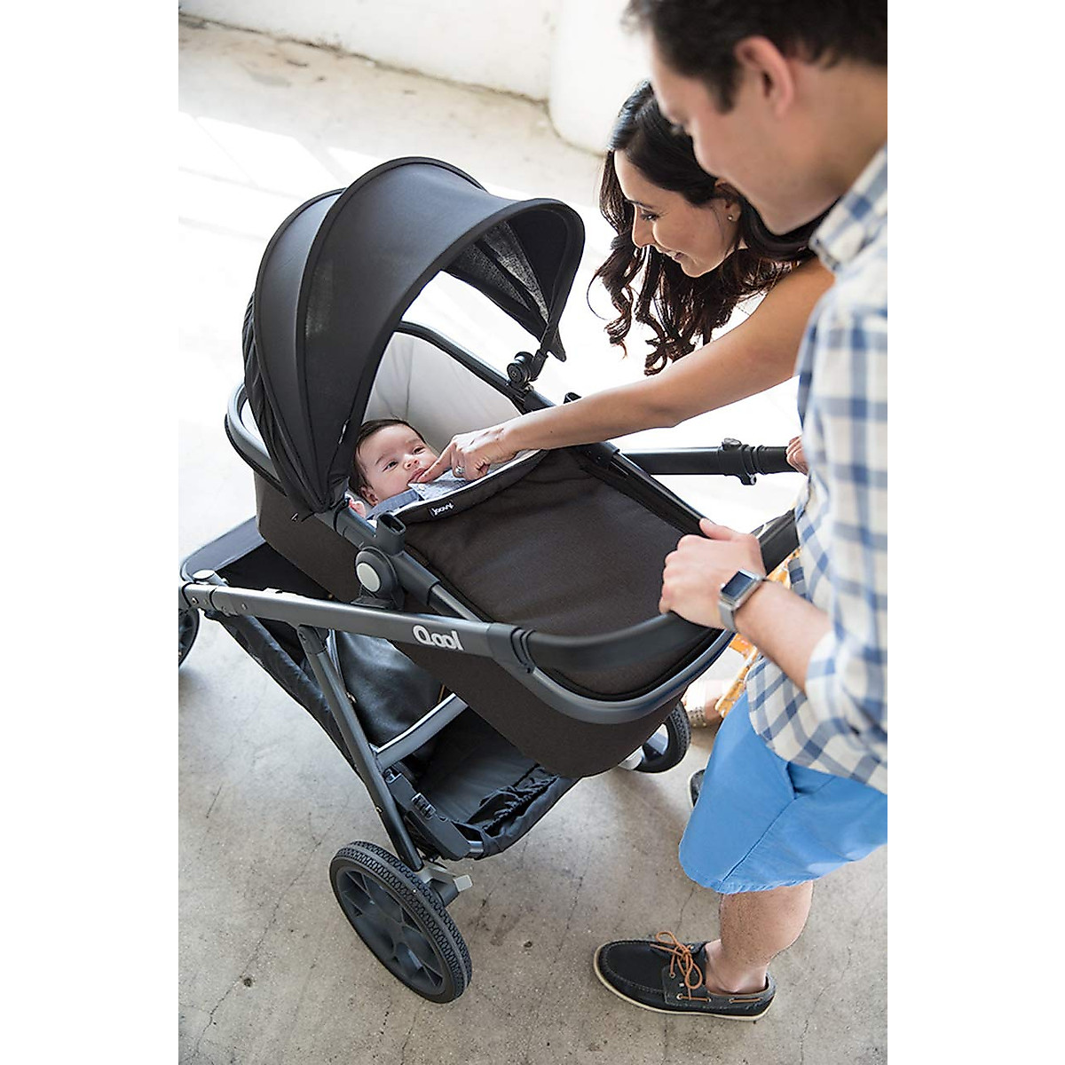 Joovy Portable Stroller Bassinet with Zip Closure, UPF 50 Sun Canopy - Compatible Qool and Caboose RS Strollers (Adapters Sold Separately)