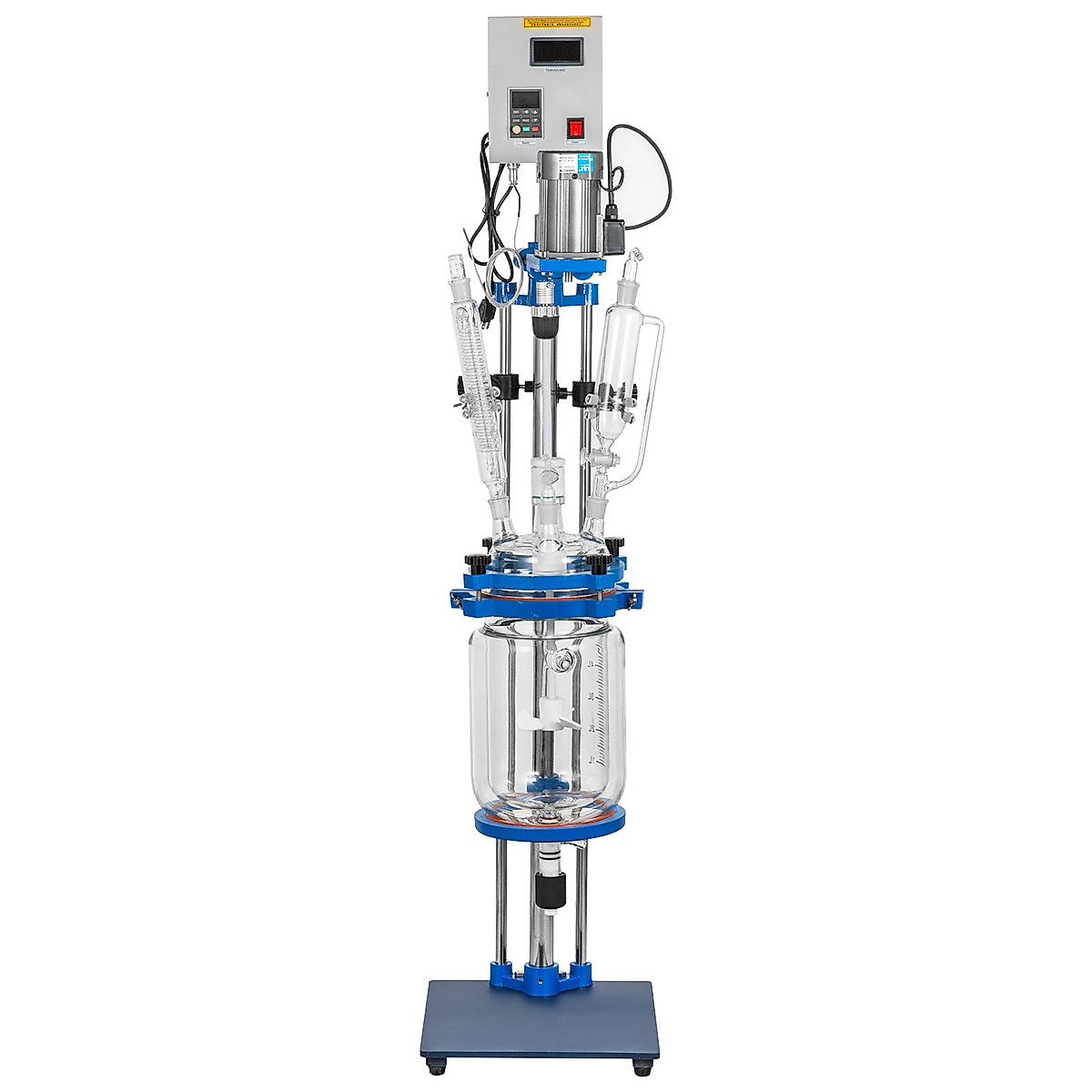 VEVOR Jacketed Reactor 5L Laboratory Glass Reactor, Jacketed Glass Reactor, Chemical Reaction Vessel, Lab Jacketed Reactor, Reaction Vessel Chemistry, with Digital Display, for Reaction Distillation
