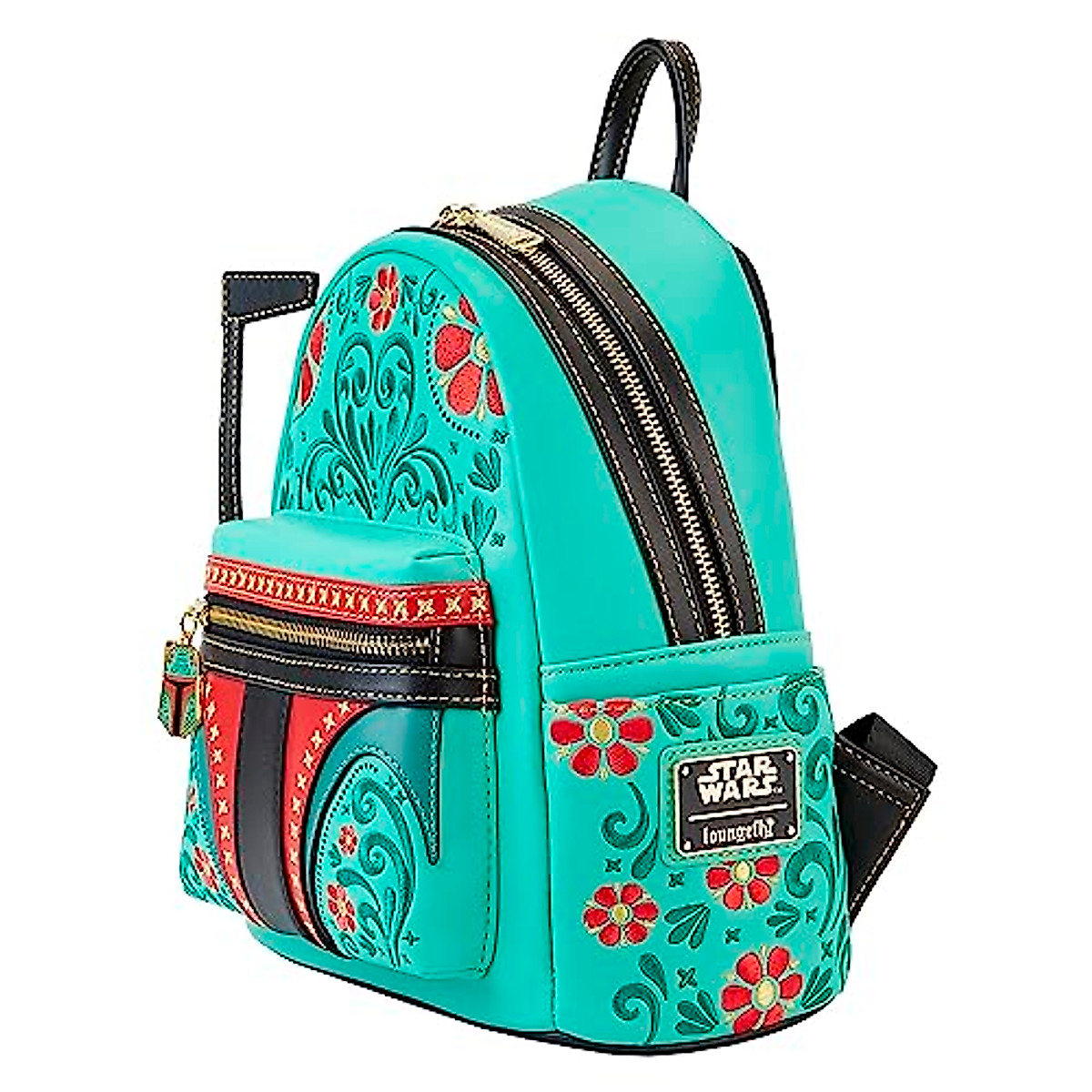 Loungefly Star Wars Boba Fett Floral Embroidered Cosplay Womens Double Strap Shoulder Bag Purse