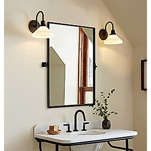 ANDY STAR Black Pivot Mirror, Rectangle Pivoting Mirror 24x36” Tilt Mirror Rectangular Pivot Mirror 1” Deep Set Design, Modern Farmhouse Tilting Mirror for Wall Hangs Vertical(Overall 27.75" x 36")