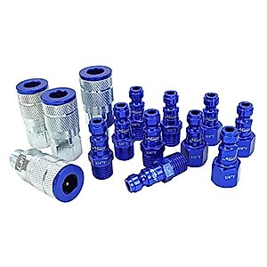 Milton Coupler & Plug Kit - (T-Style, Blue) - 1/4" NPT, (14-Piece) - S-314TKIT