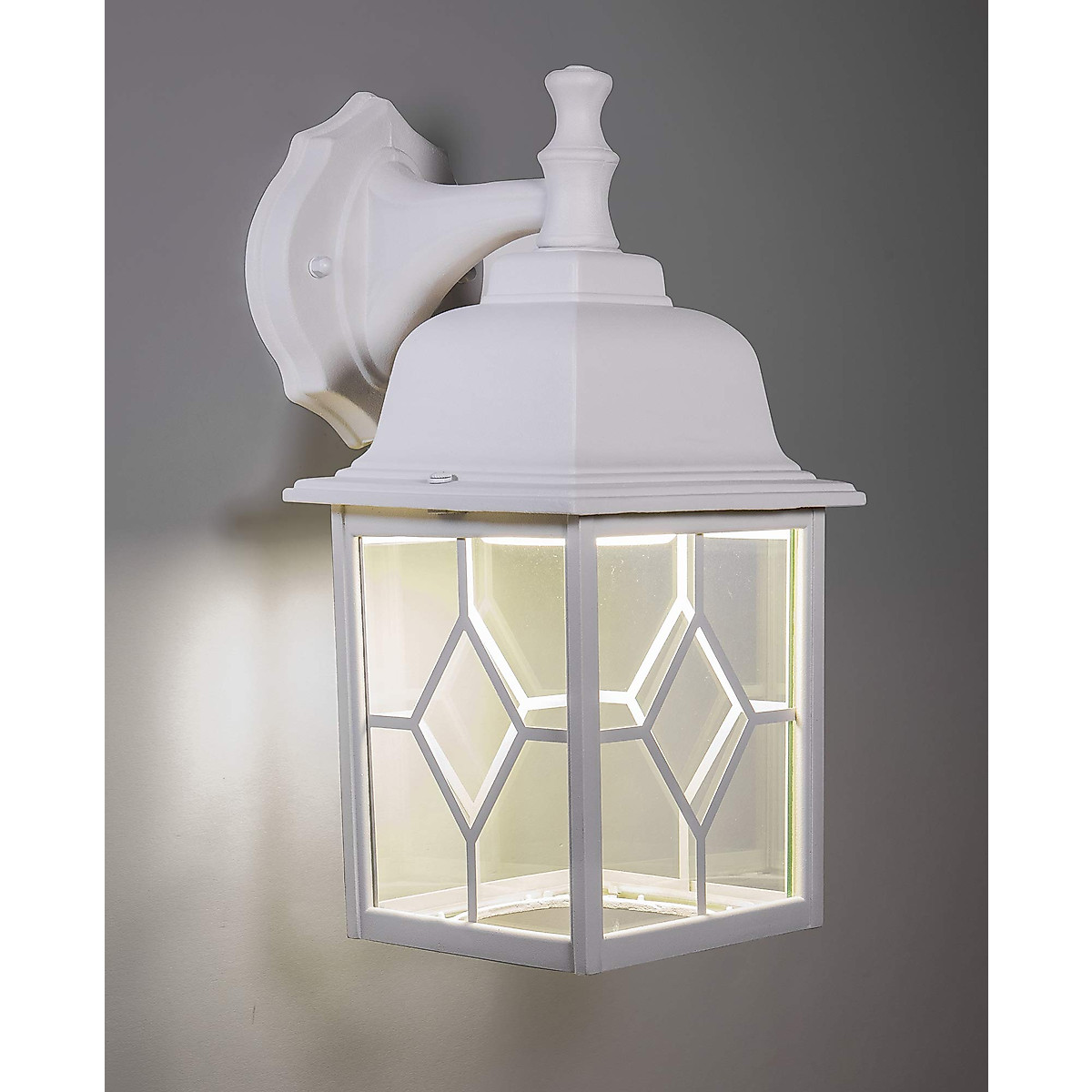 CORAMDEO Outdoor LED Square Wall Sconce Light for Porch, Patio, Deck, Wet Location, Built in LED Gives 100W of Light from 11W of Power, 1000 Lumens, 3K, Durable Cast Aluminum with White Finish
