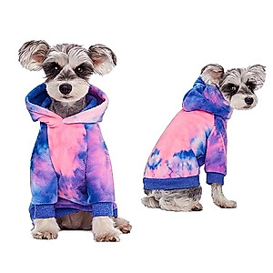 HDKUW Dog Hoodie Sweaters, Dog Winter Clothes, Pet Hooded Sweatershirt Pullover, Dog Outfit Coat Apparel for Small Medium Large Dogs Pink Blue XL