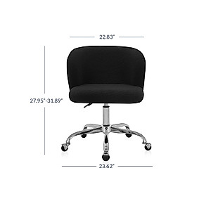 BELLEZE Modern Upholstered Boucle Office Desk Chair with Swivel Wheels and Adjustable Height Accent Chair Decorative Office or Vanity, Stylish Comfy - Aston (Black)
