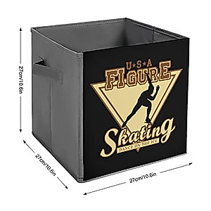 USA Figure Skating Collapsible Storage Bins Basics Folding Fabric Storage Cubes Organizer Boxes with Handles