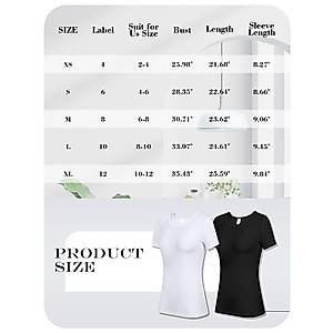 2 Pieces Women Long Sleeve Workout Shirt Seamless Workout Shirts with Thumb Holes Fitted Top Sports Yoga Athletic Shirt Top (Short Sleeve White, Black, X-Small)