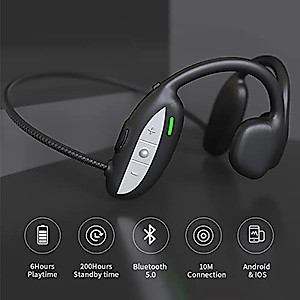 Wireless Air Conduction Headphones, Painless Ultra-Lightweight Bluetooth 5.0 Sport Earphones, Built-in Mic Open-Ear Headsets IPX4 Waterproof for Running, Hiking AS6 (Black)