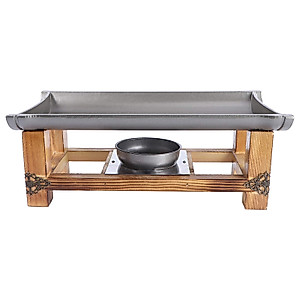 Cabilock Sizzling Steak Plate with Wooden Base Cast Iron Griddle Skillet Server Plate Steak Pan Home or Restaurant Use