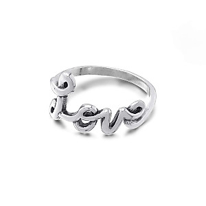 Boma Jewelry Sterling Silver Love Cursive Script Ring, Size 6