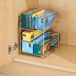 iDesign Classico Kitchen Organizer Rack for Aluminum Foil, Sandwich Bags, Plastic Wrap - 3 Shelves, Chrome
