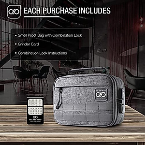 HELMET HEAD Smell Proof Bag with Lock, Smell Proof Stash Bag comes with a Grinder Card, this Smell Proof Case Offer Plenty of Room to keep all your Herbs and Tools Securely Together (Gray)