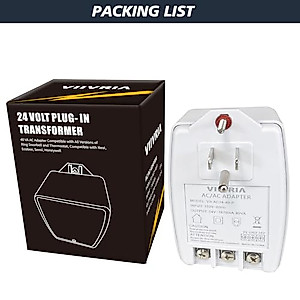VIIVRIA 24-Volt AC 40VA Plug-in Doorbell Transformer, Compatible with Ring Wired Video Doorbell, Nest, Ecobee, Sensi, and Honeywell Thermostats, Power Supply for Multiple Smart Doorbells