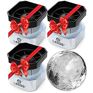 Sphere Ice Molds - 3 Pack Whiskey Ice Ball Mold - Silicone Freezer Press Ice Ball Maker Mold for Large Round Craft Whisky Ice Balls - Bourbon, Scotch, Old Fashioned, Cocktail Drinks - by LEEBS