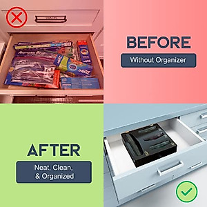 Acrylic Ziplock Bag Storage Organizer - Fits Quart Sized Bags, Opens for Easy Access, Durable Materials Tested to Last 3+ Years - Ziploc Bag Organizer for Drawer, Sandwich Bag Organizer