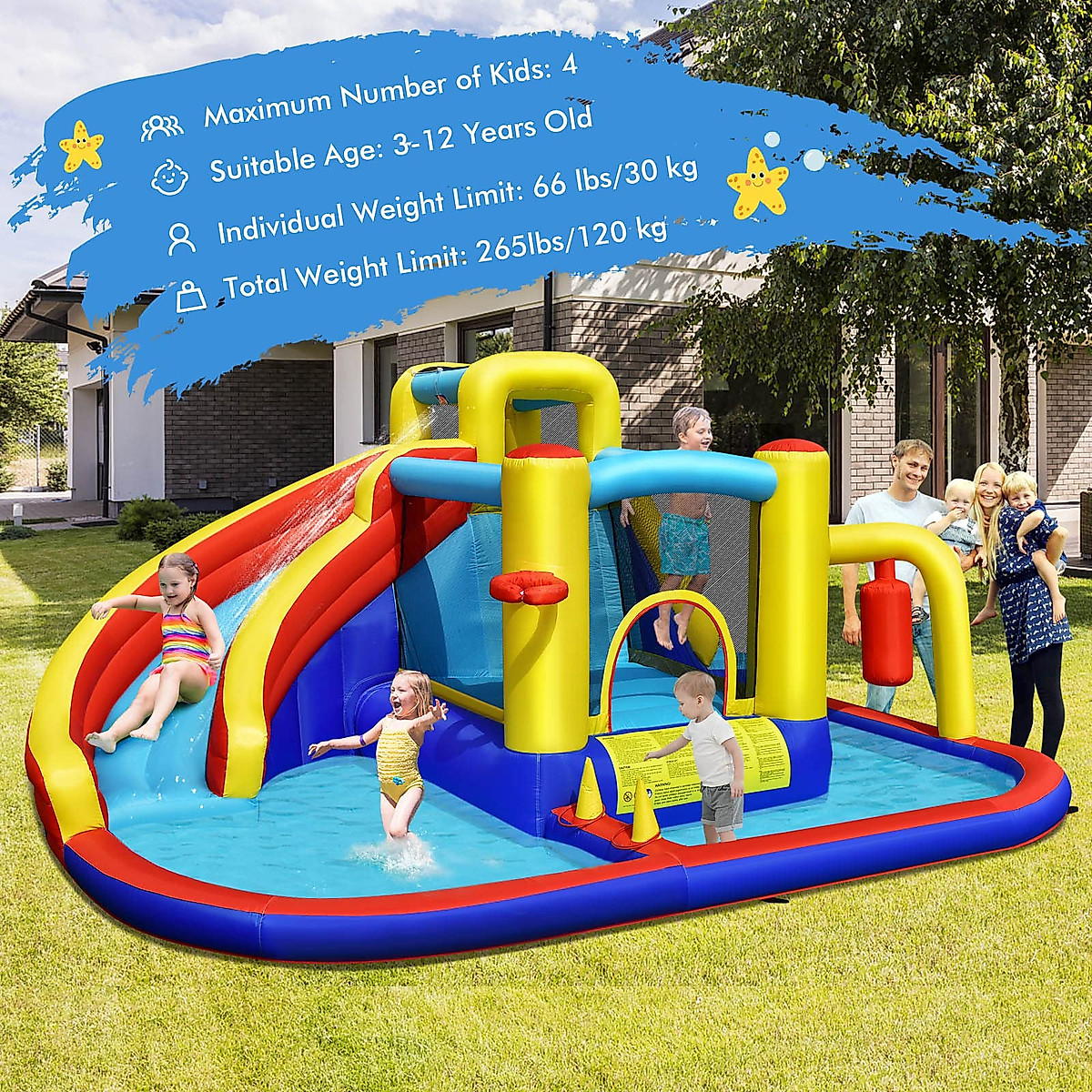 BOUNTECH Inflatable Water Slide, Mega Water Park Bounce House Combo for Kids Backyard Outdoor Fun w/Splash Pool, Climbing Wall, Blow up Waterslides Inflatables for Kids and Adults Party Gifts