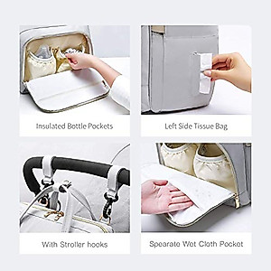 'Diaper Bag Backpack Bag Baby Bags for Mom and Dad Maternity Diaper Bag with USB Charging Port Stroller Straps Thermal Pockets,Water Resistant', Black, L