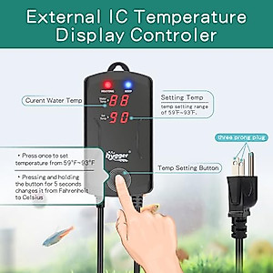 hygger 40-75 Gallon Small Aquarium Heater with LED Display Controller, Quartz Submersible Fish Tank Heater 300 W Saltwater Freshwater