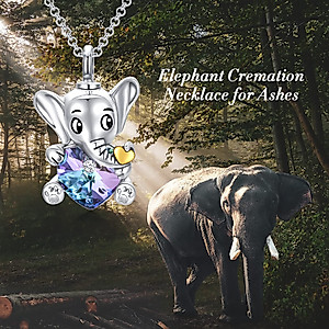 AOBOCO Elephant Urn Necklaces for Ashes Sterling Silver Heart Cremation Memorial Keepsake Necklace Jewelry Gifts for Women
