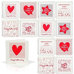 Faccito 24 Sets Mother's Day Card with Envelopes 3.35 x 3.35 Inch 6 Assorted Happy Mother's Day Loving Small Note Card Mother Birthday Card Mother Greeting Cards for Mother's Day Birthday Gifts