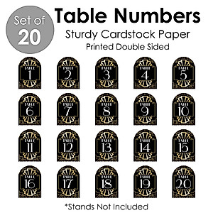 Big Dot of Happiness Roaring 20’s - 1920s Art Deco Jazz Party Double-Sided 5 x 7 inches Cards - Table Numbers - 1-20