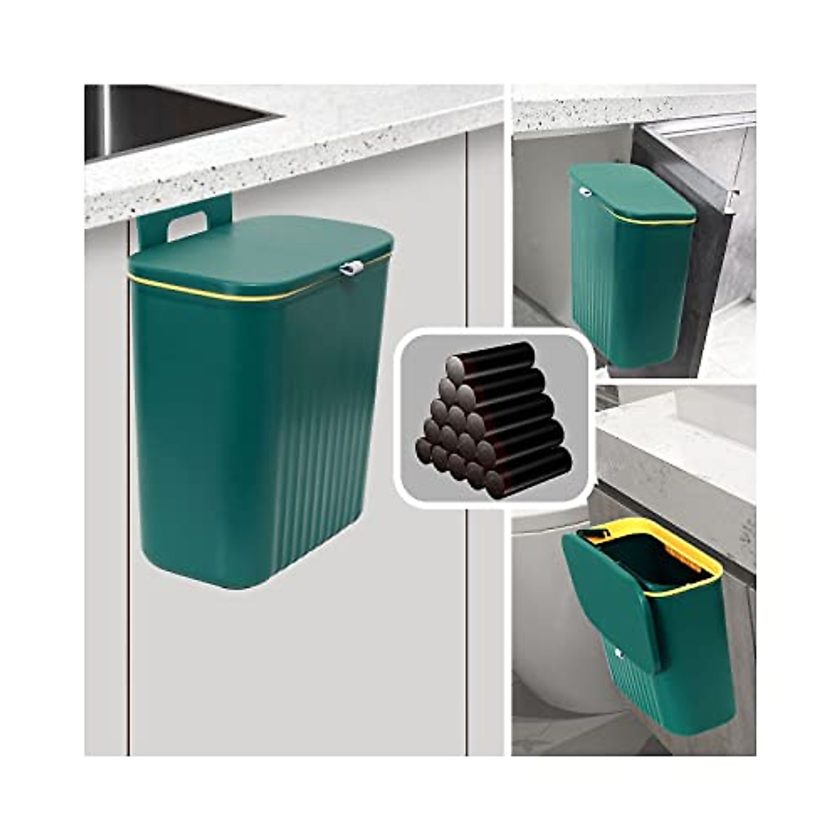 Ronnaquetta 2.4 Gallon Trash Can with Lid and 225 Count 4 Gallon Drawstring Garbage Bags Garbage Can Kitchen Compost Bin Kitchen Garbage Bin Kitchen Composting Bin Kitchen Trash Bin Food Waste Bin