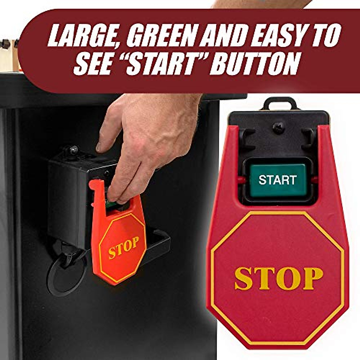 Fulton 110V Single Phase On/Off Switch with Large Stop Sign Paddle for Easy Visibility and Contact for Quick Power Downs Ideal for Router Tables Table Saws and Other Small Machinery