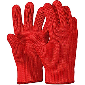 Killer's Instinct Outdoors 1 Pair Heat Resistant Gloves Oven Gloves Heat Resistant with Fingers Red Oven Mitts Kitchen Pot Holders Cotton Gloves Red Kitchen Gloves Double Oven Mitt Set