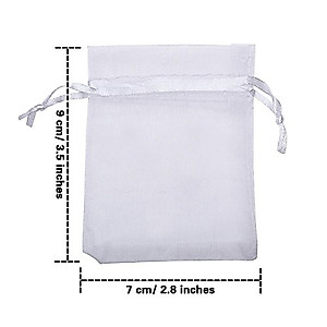 Mudder Organza Gift Bags Wedding Favour Bags Jewelry Pouches, Pack of 100 (2.8 x 3.5 Inch, White)
