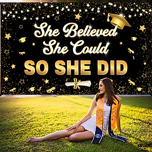 KatchOn, She Believed She Could So She Did Banner - XtraLarge, 72x44 Inch | Graduation Banner 2024 for Graduation Decorations Class of 2024 | Congratulations Banner, 2024 Graduation Party Decorations