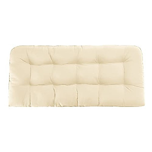 LOVTEX Tufted Bench Cushions for Outdoor Furniture Waterproof, 44 x 19 inches Patio Swing Cushions Beige - Overstuffed Indoor/Outdoor Loveseat Cushions with Round Corner