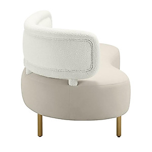 Tov Furniture Tischa Cream Boucle & Grey Velvet Sofa