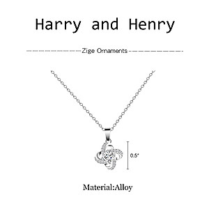 Harry and Henry Birthday Gifts for Women 40th 50th 60th 70th 80th 90th Birthday Necklace for Her Zircon Love Knot Necklace Gifts for Birthday （80th birthday gifts for her）