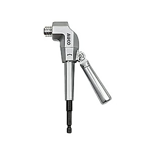 AUCO Durable Right Angle Drill Attachment, Adjustable Drill Adapter, Impact Fit, Max Torque 500 in-lbs (56.5 Nm), All Metal Body & Steel Gear, For Use with Cordless Drill and Impact Driver