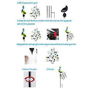Viveta Metal Peacock Solar Light Outdoor, Waterproof Peacock Solar Lights Stake for Garden Yard Lawn Patio Decorations