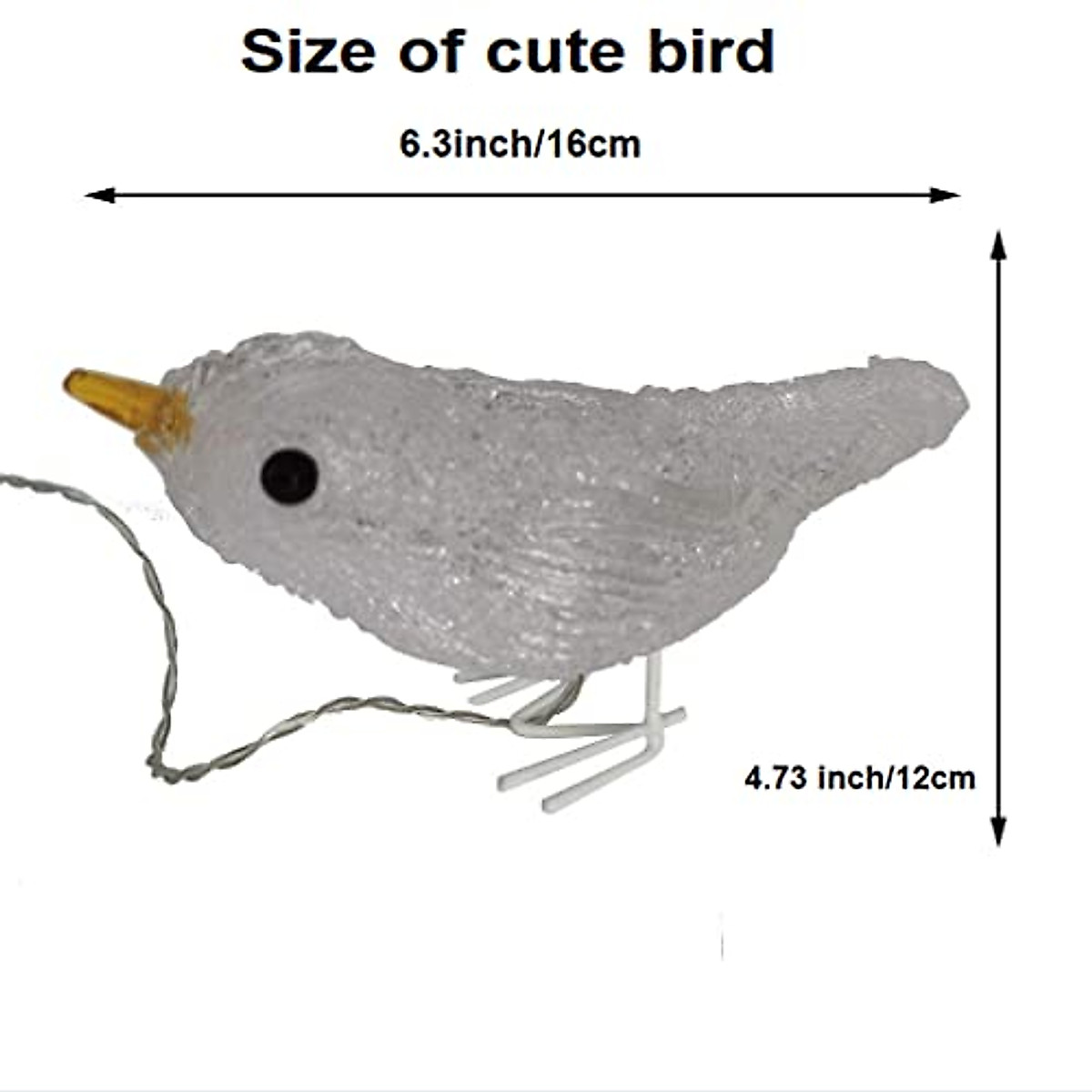 Acrylic String Birds 3 PCS Lighted Cool White Xmas Decorations Indoor Outdoor Holiday Decorations for Yard Garden Bar Party Cute Birthday Gifts Timer Battery Operated G-B006A