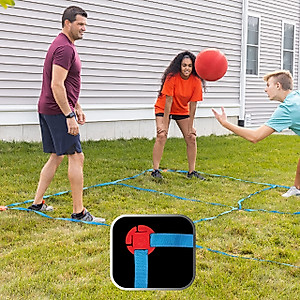 Wicked Big Sports 4 Square Game with Court Lines for Outdoor Play in The Backyard, Beach, Park, Fun for All, red (1925)