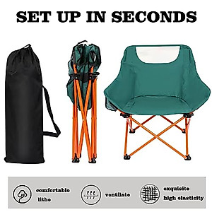 Kvittra Portable Camping Chair, Breathable Cushion Construction 2 Side Pockets Aluminum Frame Camp Chair with Carry Bag Compact and Lightweight Folding Chair for Backpacking and Camping