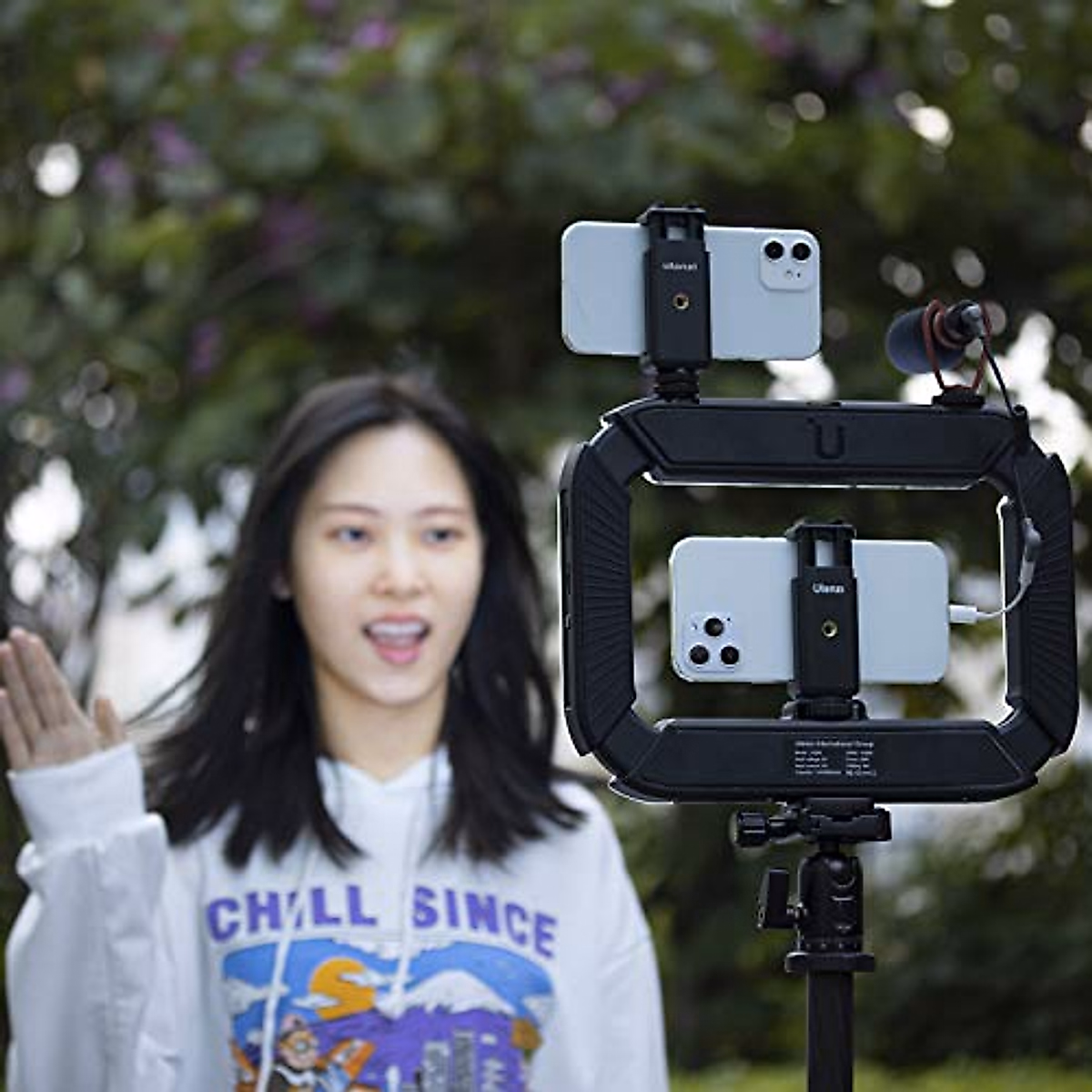 ULANZI Smartphone Video Rig with Light, Cell Phone Handheld Stabilizer with Ring Light 8500k Selfie Light for Filmaking Live Steam Tiktok YouTube Video Recording, with 8000mAh Build-in Battery