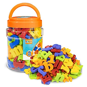 JCREN Magnetic Letters and Numbers Alphabet Magnets ABC 123 Fridge Toy Set Educational Preschool Learning Toys Spelling Counting Uppercase Lowercase Math Symbols for Kids 3 4 5 Years