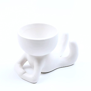 Lsaardth Cute Succulent Planters with Drainage - Humanoid Ceramic Succulent Pots Small Flower Pot Bonsai Planters PotCactus Pots for Home Desk Decor (White)