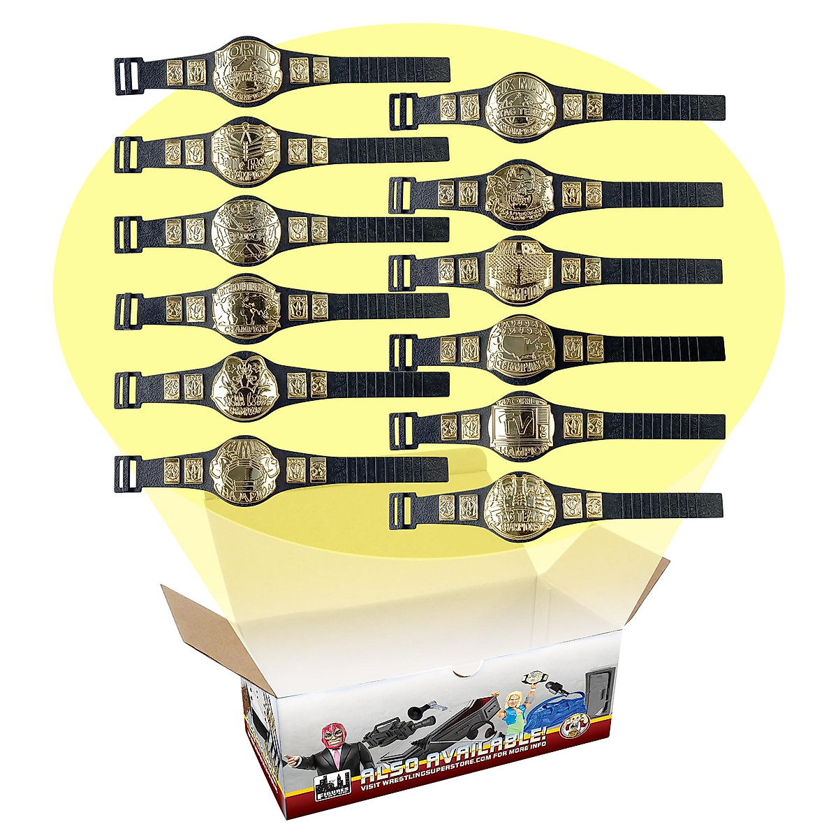 Complete Set of 24 Wrestling Figure Championship Belts for Wrestling Action Figures [Series 1 & 2]