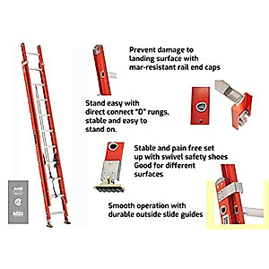 Louisville Ladder FE3232 Fiberlass Step Ladder 300-Pound Duty Rating, 32 Feet, Orange