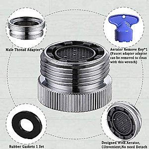 Faucet Adapter with Aerator Kitchen Sink Faucet Adapter Kit to Garden Hose for 55/64" Female to 3/4" Male Faucet Adapater, Chrome Finished