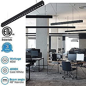LEONLITE 4FT Anti Glare LED Linear Light Linkable, 0-10V Dimmable 100-277V Commercial-grade Architectural Suspended Lighting Fixture, Narrow Beam Angle, DLC & ETL, 40W 4600LM, 4000K Cool White, 2 Pack