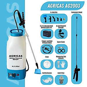 AGRICAS 2.35 Gallon Battery Powered Sprayer