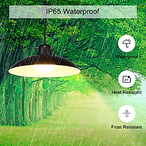 KINBEDY Solar Pendant Light Outdoor Indoor Shed Lights Adjustable Brightness Solar Barn Light Hanging Lamp IP65 Waterproof with 6M Extension Cord for Entryways, Yards, Garden Warmwhite