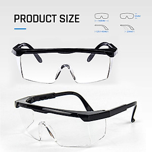 WOOLIKE 2-Pack Safety Glasses with Anti-fog lens Protective Eyewear Adjustable Frame Safety Glasses