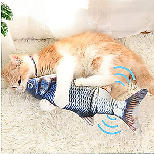 Senneny 2 Pack Electric Moving Fish Cat Toy, Realistic Plush Simulation Electric Wagging Fish Cat Toy Catnip Kicker Toys, Funny Interactive Pets Pillow Chew Bite Kick Supplies for Cat Kitten Kitty