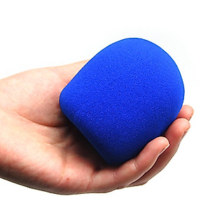 Fielect 5Pcs Microphone Cover Sponge Foam Mic Cover Handheld Microphone Windscreen Protector Mic Foam Cover Filter Blue for Karaoke DJ, KTV, Broadcasting